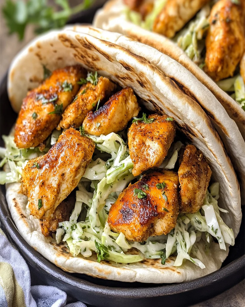 Sheet Pan Chicken Pitas with Herby Ranch Slaw Recipe - Slam Recipes