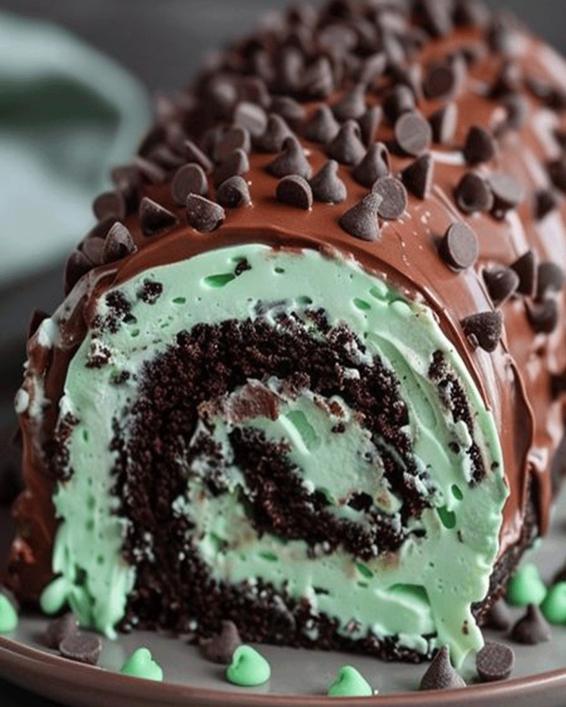 Mint Chocolate Chip Cake Roll - Perfect Dessert Idea - Slam Recipes