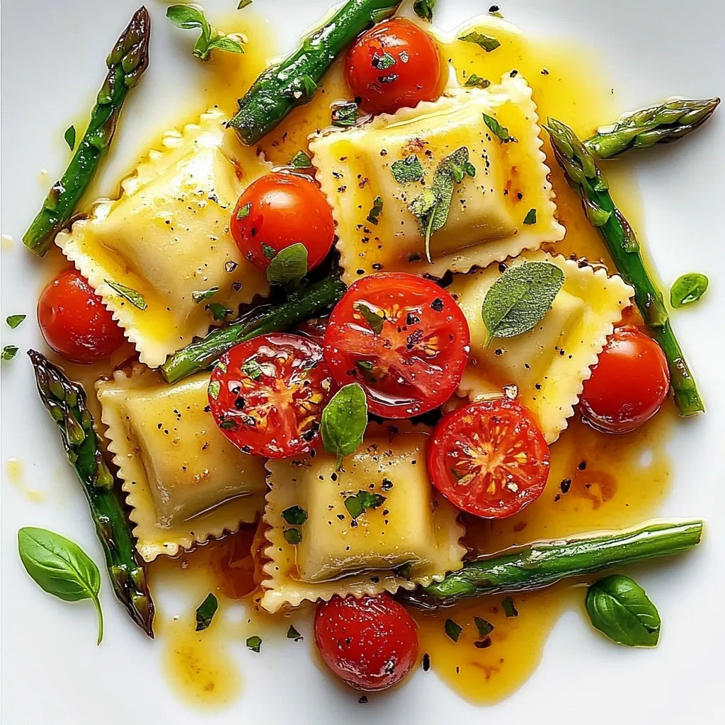 Delicious Ravioli with Tomatoes, Asparagus, and Garlic - Slam Recipes